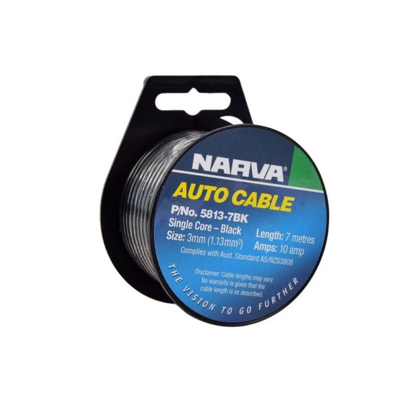 Single Core Cable 3mm Black - 7M - 5813-7BK